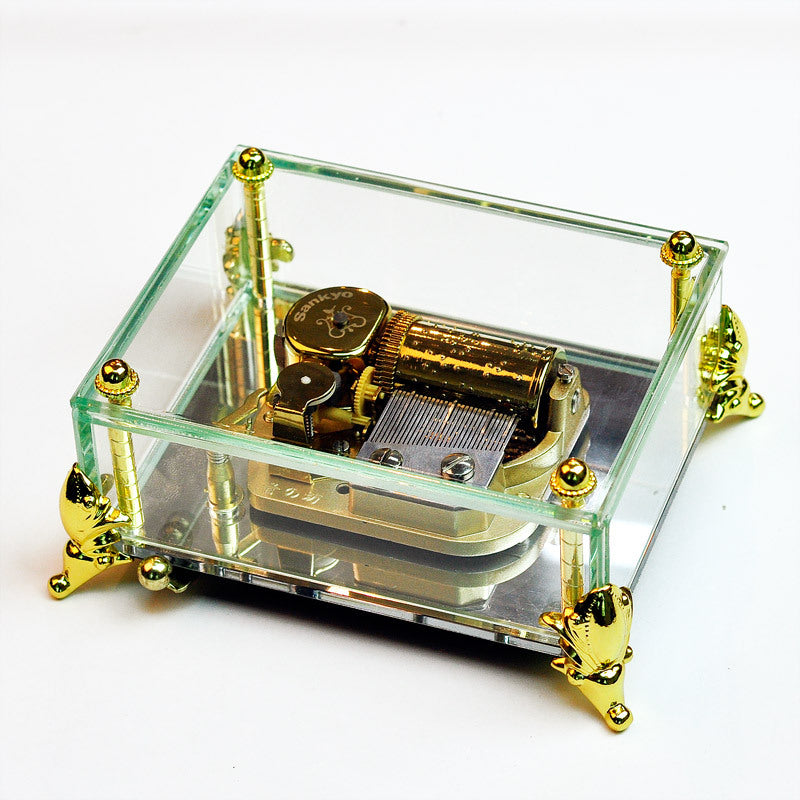 Stunning 30 Note Glass with Mirrored Base Crystal Music Box (multiple ...
