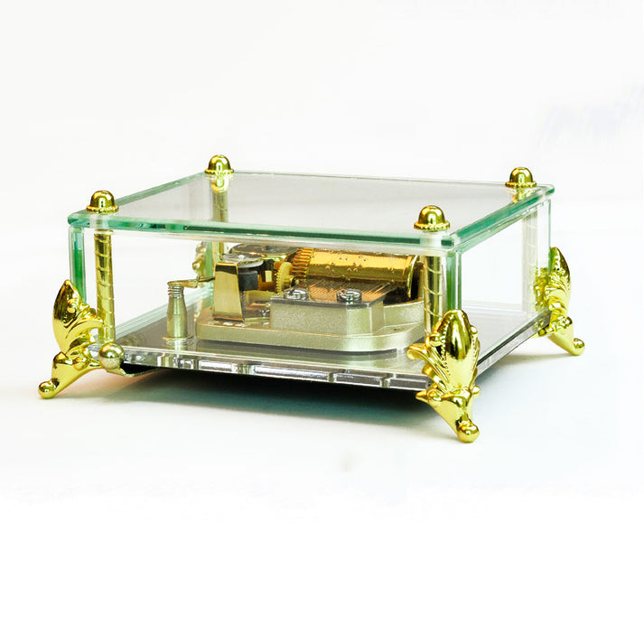 Stunning 30 Note Glass with Mirrored Base Crystal Music Box (multiple ...